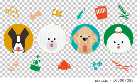 一組圖形和簡單的狗圖標（波士頓梗犬、比熊犬、金毛獵犬）-插圖素材 [106007089] - PIXTA圖庫