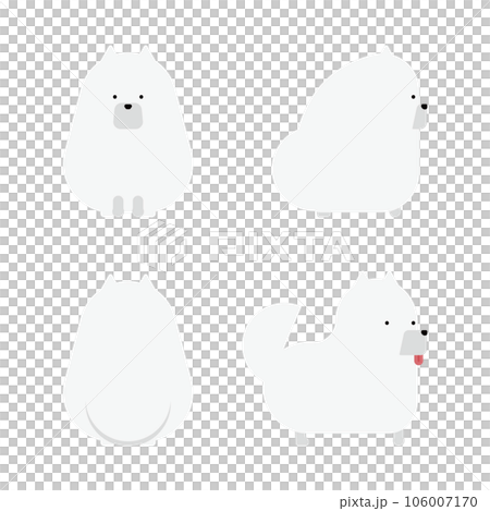 一組 4 個圖形和簡單的狗姿勢（博美犬）-插圖素材 [106007170] - PIXTA圖庫