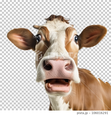 Surprised Red Cow with Huge Eyes. - Stock Illustration [106016291] - PIXTA