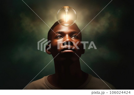 bright light bulb floating above of young...のイラスト素材 [106024424] - PIXTA