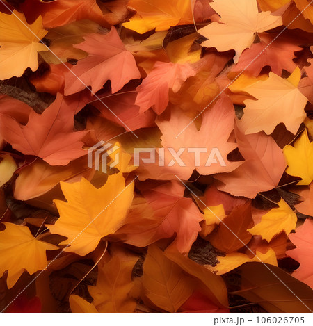 Autumn orange, leaves fall random background,...のイラスト素材 [106026705] - PIXTA