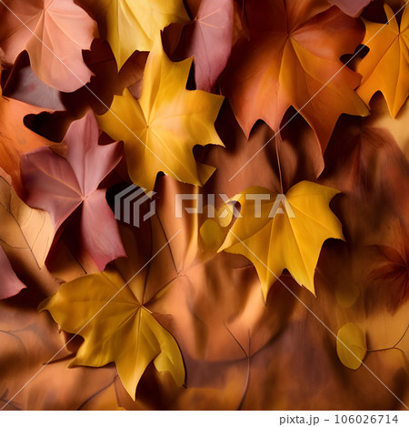 Autumn orange, leaves fall random background,...のイラスト素材 [106026714] - PIXTA