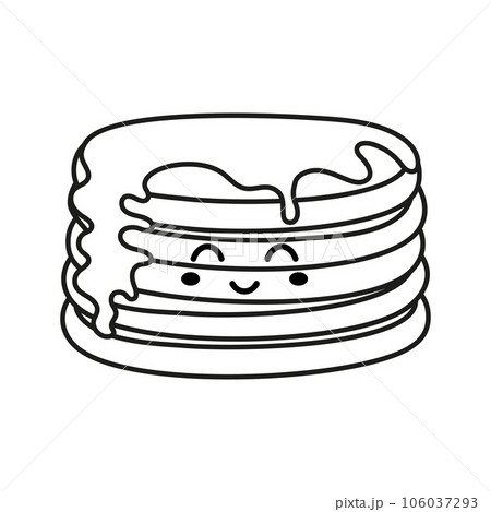 flat vector illustration of outline pancakesのイラスト素材 [106037293] - PIXTA