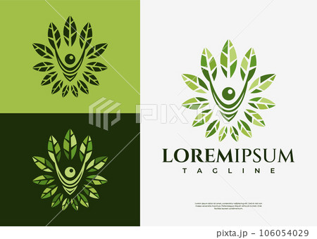 Luxury abstract human leaf logo design template. のイラスト素材 [106054029 ...