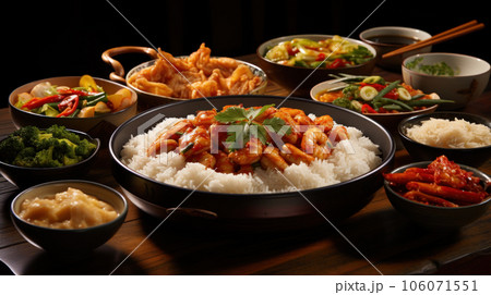 Asian food tableのイラスト素材 [106071551] - PIXTA
