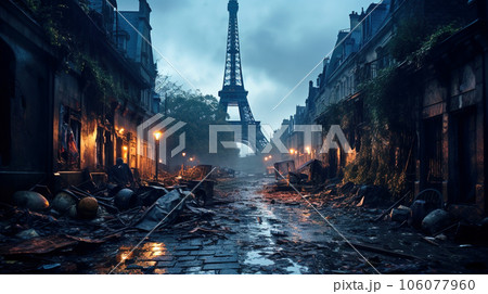 Post apocalypse in Paris, apocalyptic view of...のイラスト素材 [106077960] - PIXTA