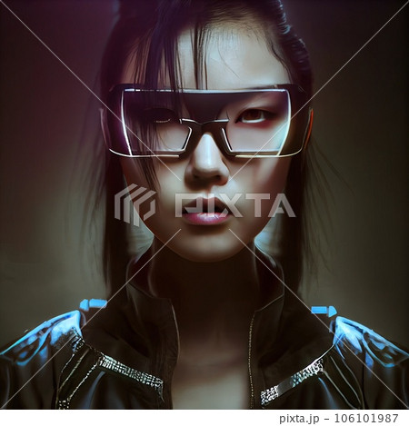 Portrait of a beautiful female secret agent in...のイラスト素材 [106101987 ...