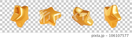Flying golden glossy star in different angles...のイラスト素材 [106107577] - PIXTA