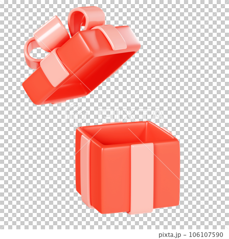 Open gift box with lid floating in air 3d...のイラスト素材 [106107590] - PIXTA