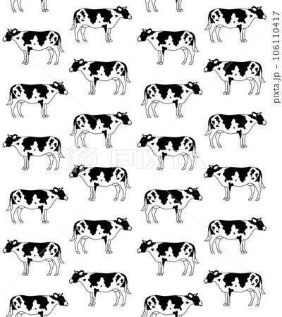 Vector seamless pattern of hand drawn flat cowのイラスト素材 [106110417] - PIXTA