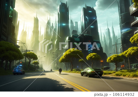 Sci fi modern metaverse cityのイラスト素材 [106114932] - PIXTA