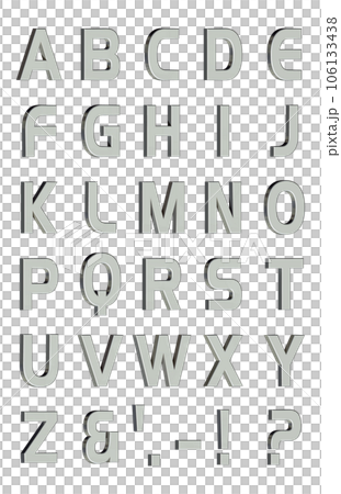 3D Font Pack 6[Alphabet/cap/立体文字/アルファベット]シルバー,銀のイラスト素材 [106133438] - PIXTA