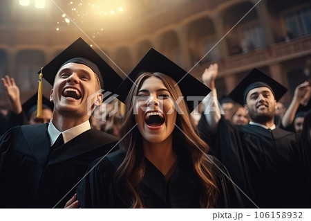 Students celebrate graduation.のイラスト素材 [106158932] - PIXTA