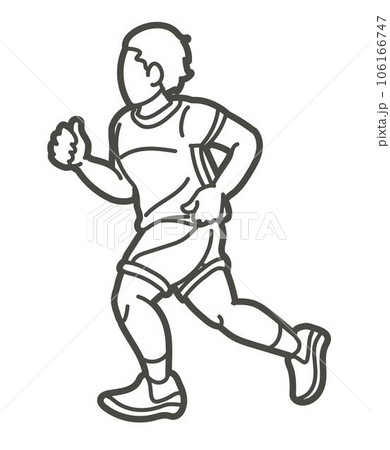 A Boy Running Child Runner cartoon Action...のイラスト素材 [106166747] - PIXTA