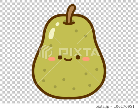 Illustration of a pear with a cute face - Stock Illustration [106170951 ...