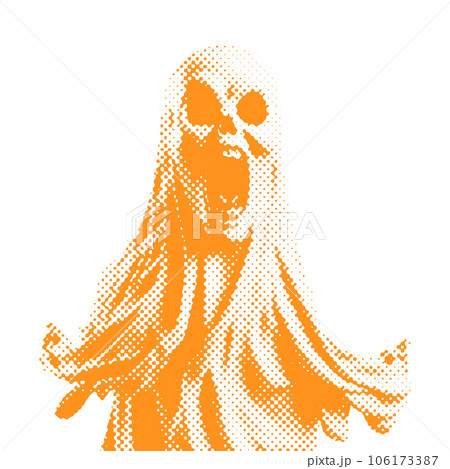 White sheet ghost - Halloween halftone dotted...のイラスト素材 [106173387] - PIXTA