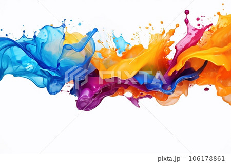 Colorful Liquid paint ink curved motion flow on...のイラスト素材 [106178861 ...