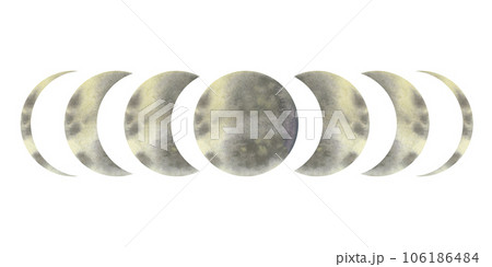 Watercolor Moon stages hand drawn isolated on...のイラスト素材 [106186484] - PIXTA