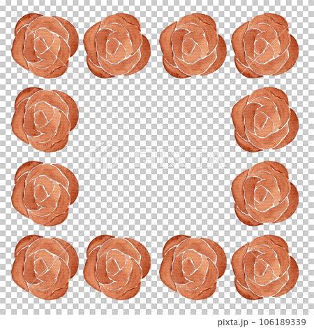 Floral frame of burnt umber rose buds. Isolated...のイラスト素材 [106189339 ...