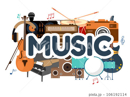 Music Elements Vector Illustration with Various...のイラスト素材 [106192114 ...