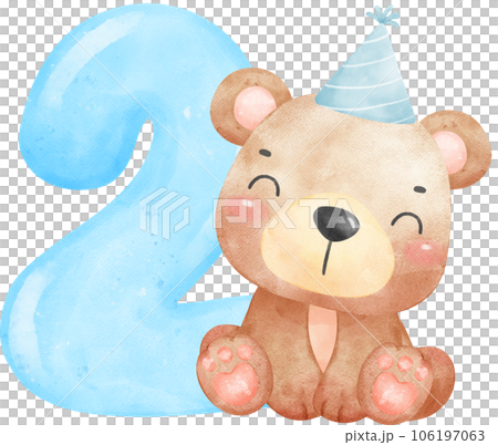 Cute birthday bear number 2, two, cartoon... - Stock Illustration ...