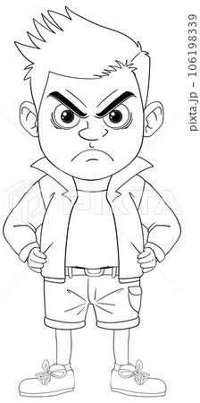 Outlined Angry Boy Cartoonのイラスト素材 [106198339] - PIXTA