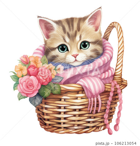 AI Generative cute chubby cat with scarf on...のイラスト素材 [106213054] - PIXTA