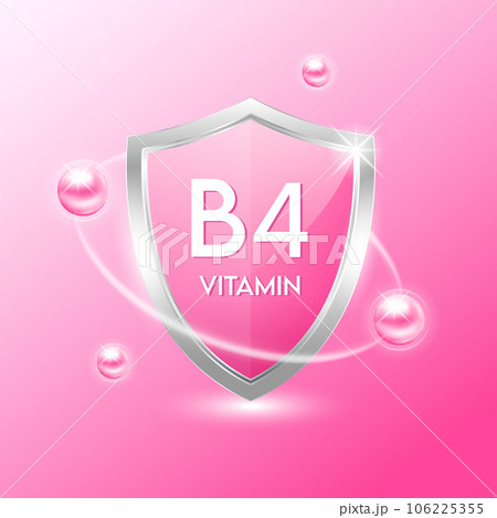 Vitamin B4 shield with pink atom. Protect the...のイラスト素材 [106225355] - PIXTA