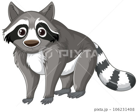 Cheerful Raccoon Cartoon Character Isolated on...のイラスト素材 [106231408 ...