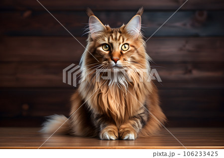 Brown fur cat isolated on white background...のイラスト素材 [106233425] - PIXTA