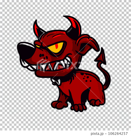 Angry cartoon devil isolated on white...のイラスト素材 [106264257] - PIXTA