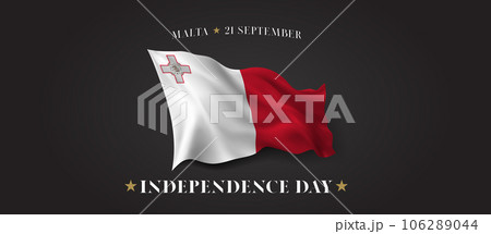 Malta independence day vector banner, greeting...のイラスト素材 [106289044 ...