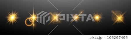 Shining golden light effects on a dark...のイラスト素材 [106297496] - PIXTA