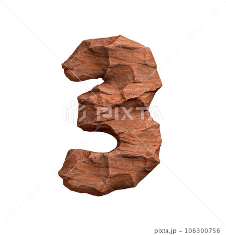 Desert sandstone number 3 - 3d red rock digit -...のイラスト素材 [106300756 ...