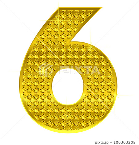 数字 6 金 ダイヤモンド アイコンのイラスト素材 [106303208] - PIXTA