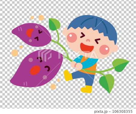 Illustration of a boy digging potatoes - Stock Illustration [106308355 ...