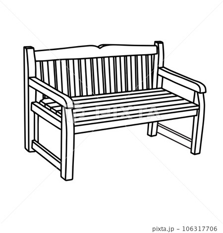 Outdoor furniture, wooden bench outline vector...のイラスト素材 [106317706 ...