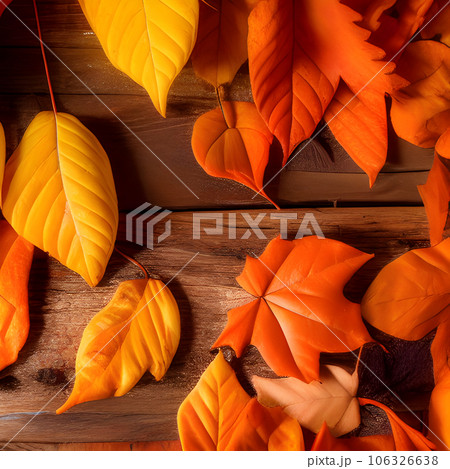Autumn orange, leaves fall abstract background,...のイラスト素材 [106326638 ...