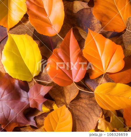 Autumn orange, leaves fall abstract background,...のイラスト素材 [106326659 ...