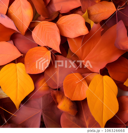 Autumn orange, leaves fall abstract background,...のイラスト素材 [106326668 ...