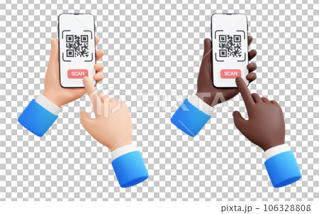 QR code reading 3d render illustration - mobile... - Stock Illustration ...