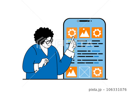 App development concept with people scene in...のイラスト素材 [106331076] - PIXTA