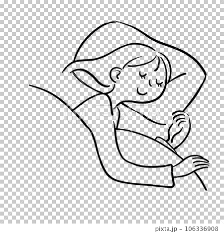 A woman sleeping peacefully line drawing - Stock Illustration ...