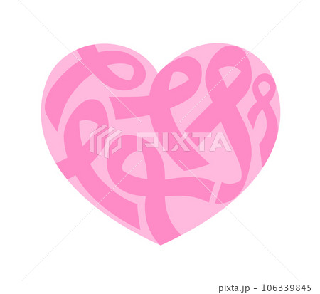 Pink ribbon fill in heart shape.のイラスト素材 [106339845] - PIXTA