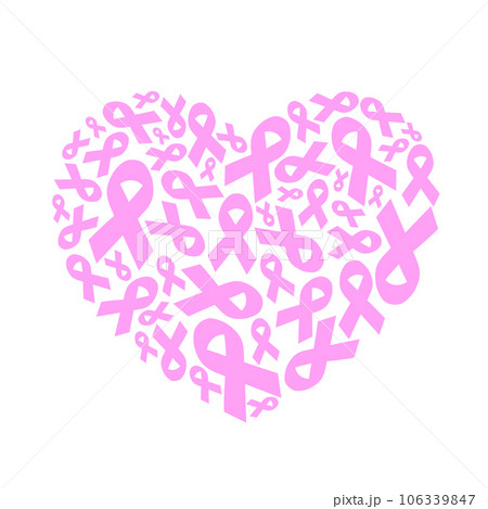 Pink ribbon fill in heart shape.のイラスト素材 [106339847] - PIXTA