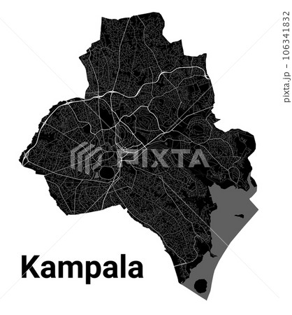 Kampala, Uganda map. Detailed black map of...のイラスト素材 [106341832] - PIXTA