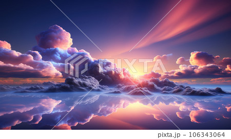 dramatic sky with clouds and sunのイラスト素材 [106343064] - PIXTA