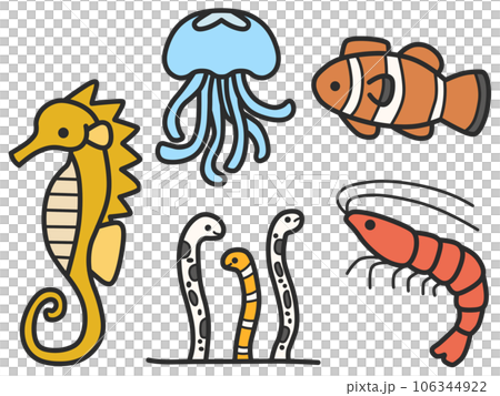 海の生き物セットのイラスト素材 106344922 Pixta