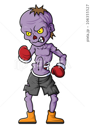 Spooky zombie boxer cartoon character on white...のイラスト素材 [106355527 ...