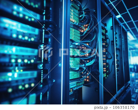 Rows of various modern servers placed against...のイラスト素材 [106358170] - PIXTA